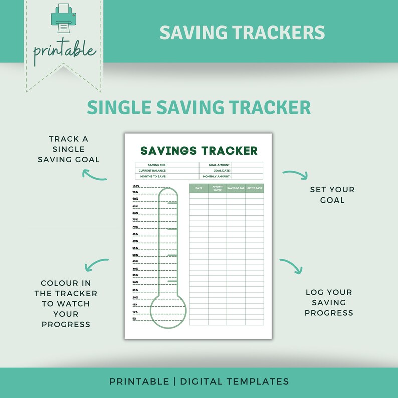 SAVINGS TRACKER Printable Saving Tracker Saving Challenge Digital ...