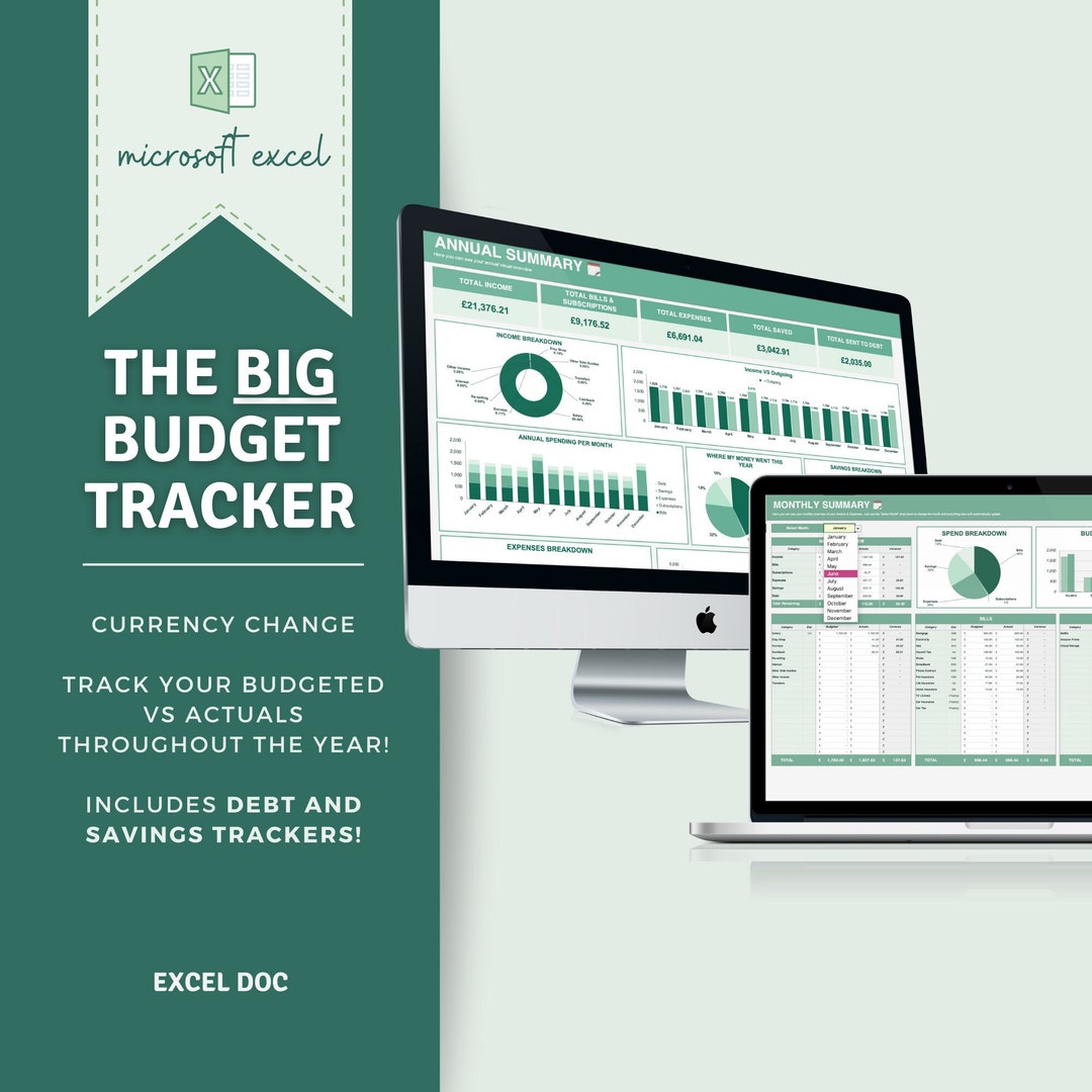 Excel BIG BUDGET TRACKER | Budget Spreadsheet | Saving Tracker ...