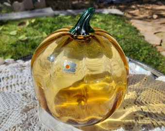 Blenko Glass Amber Pumpkin Vintage - Etsy