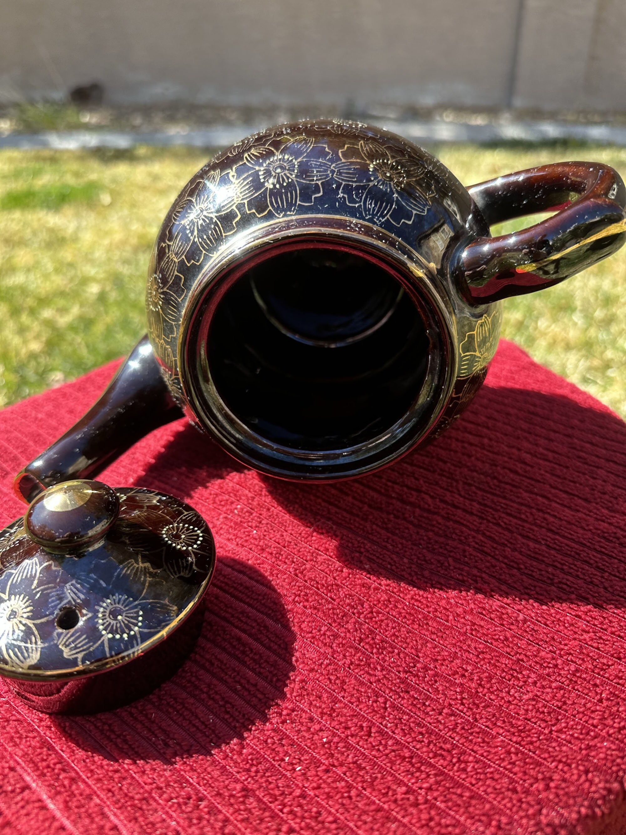 Japanese Moriage Redware Brown Teapot - Etsy