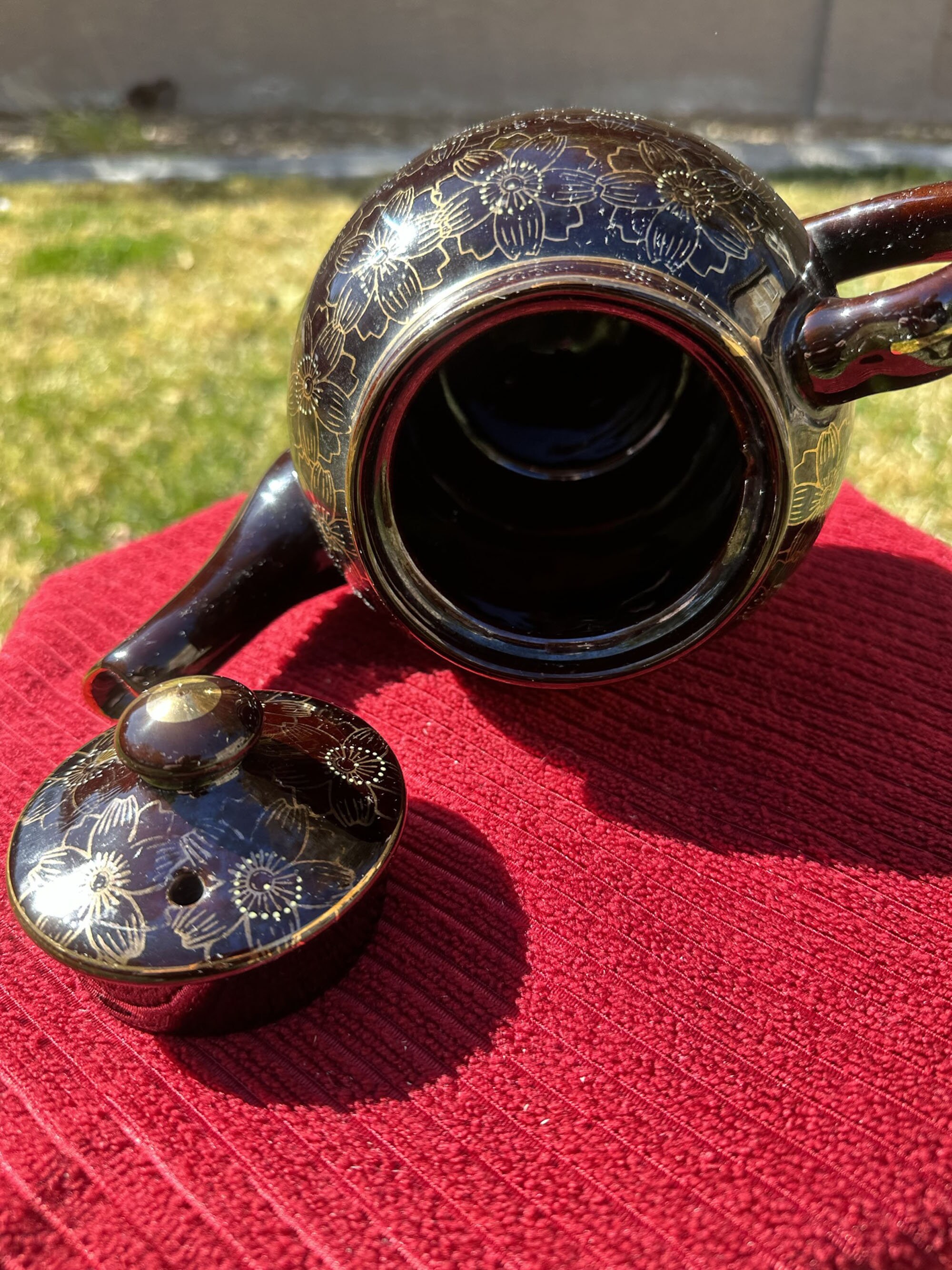 Japanese Moriage Redware Brown Teapot - Etsy