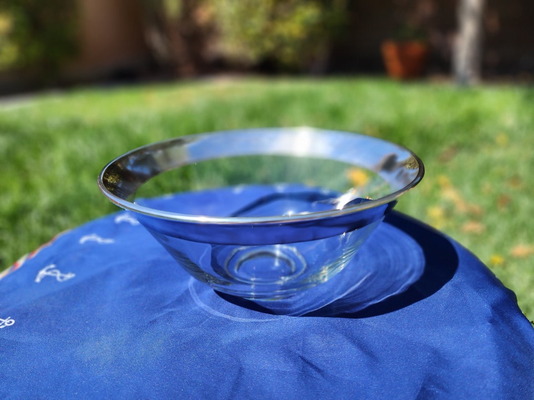 Mid Century Metallic Rimmed Glass Salad Bowl - Etsy