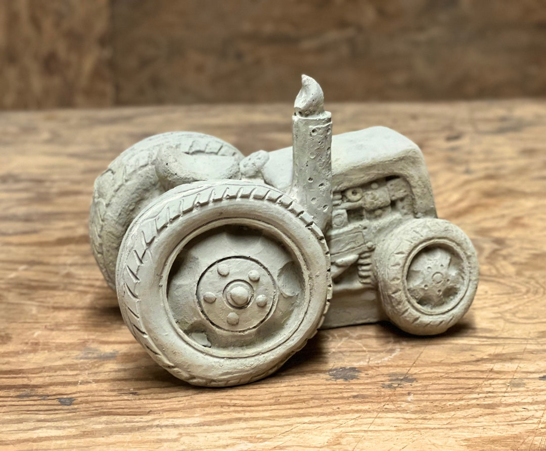 Concrete Farm Tractor Statue Detailed Two Wheel Tractor Figurine ...