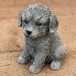 Puppy Goldendoodle Figurine Concrete Doodle Statue Pet Memorial Little ...