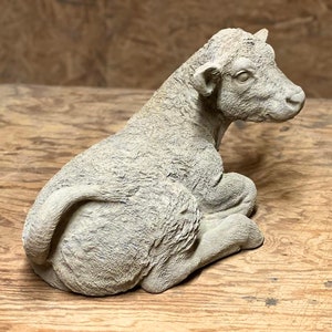 Massive Laying Cow Statue Calf Concrete Figurine Outdoor Decoration for ...