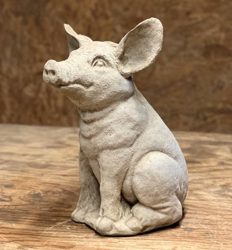Sitting Concrete Pig Statue Farm Animal Yard Decoration - Etsy