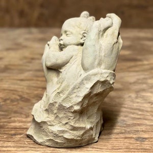 Newborn in Hands Concrete Figurine Sleeping Baby Statue Carrying ...