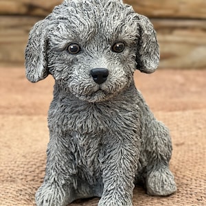 Puppy Goldendoodle Figurine Concrete Doodle Statue Pet Memorial Little ...