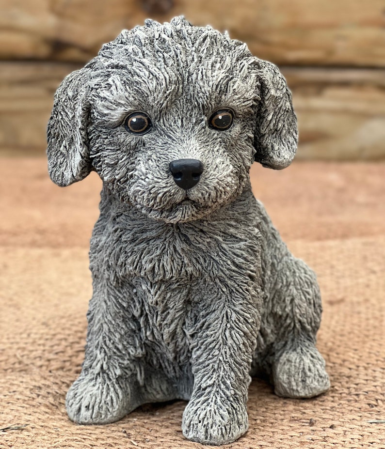 Puppy Goldendoodle Figurine Concrete Doodle Statue Pet - Etsy