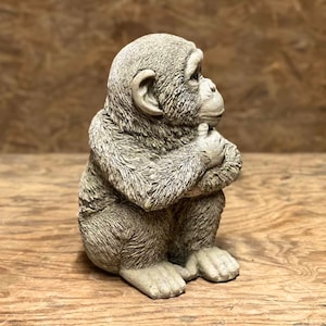 Concrete Sitting Chimpanzee Statue Cute Resting Monkey Figure Wild ...