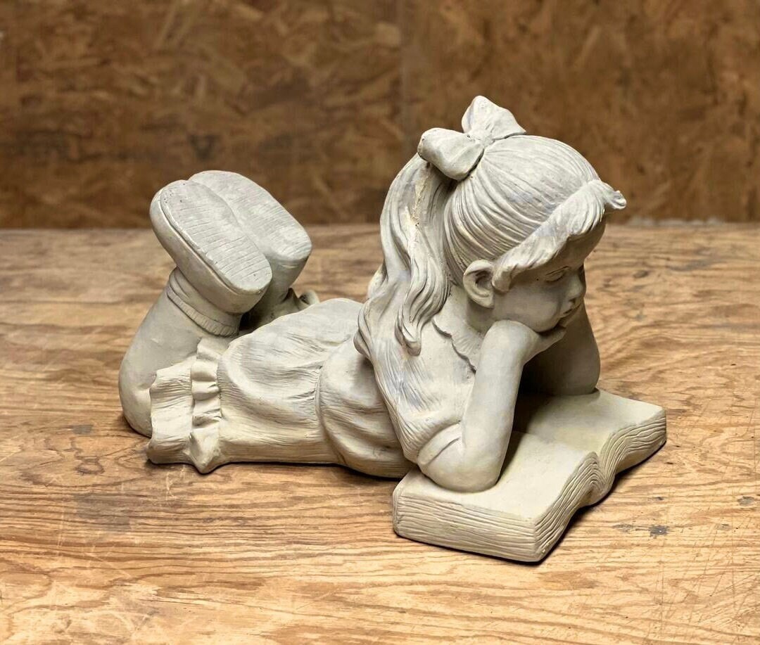 Laying Girl Reading Book Statue Massive Girl Figurine Girl Enjoying ...