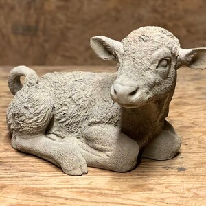 Massive Laying Cow Statue Calf Concrete Figurine Outdoor Decoration for ...