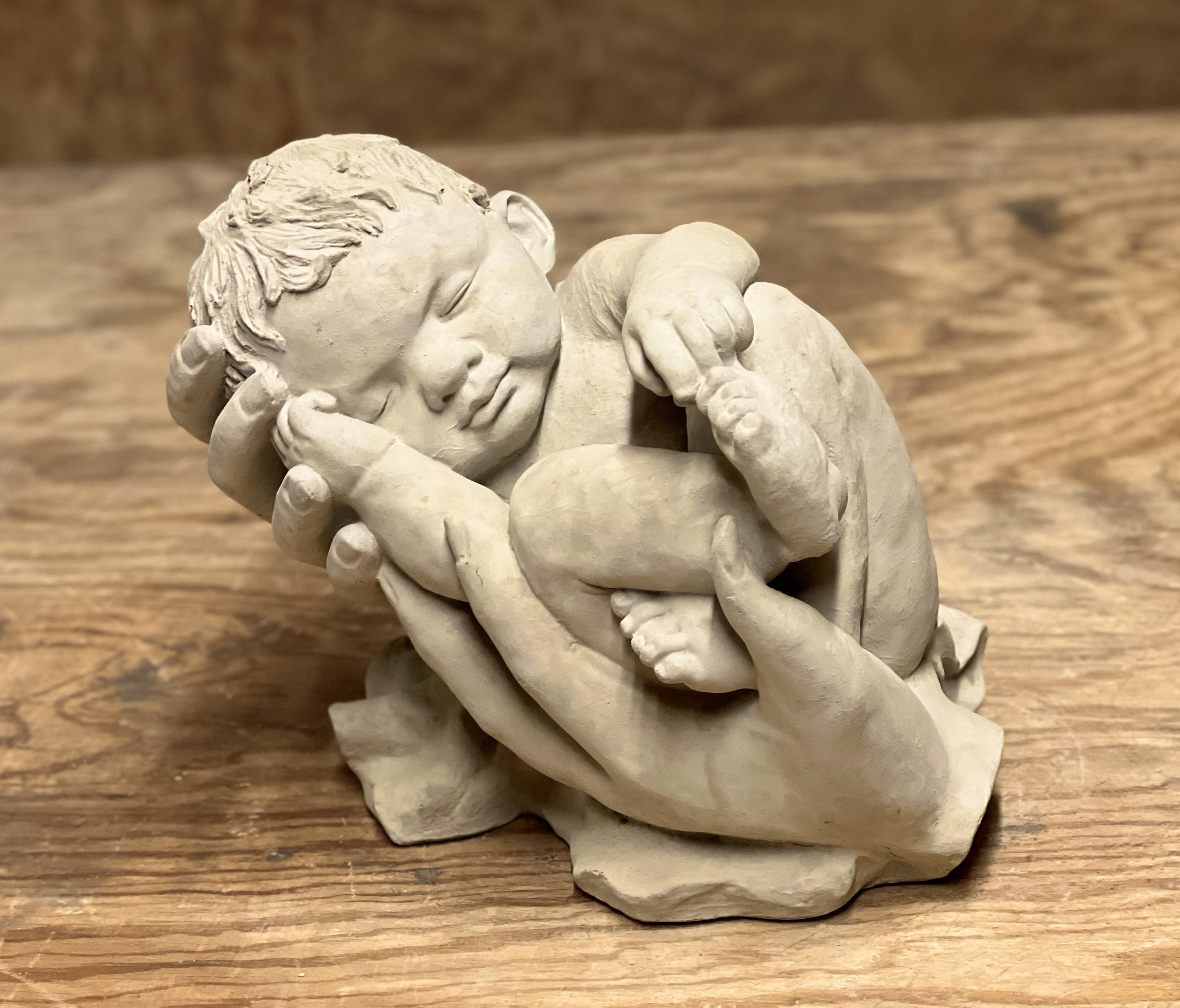 Newborn in Hands Sculpture Baby Sleeping in Hands Figurine - Etsy