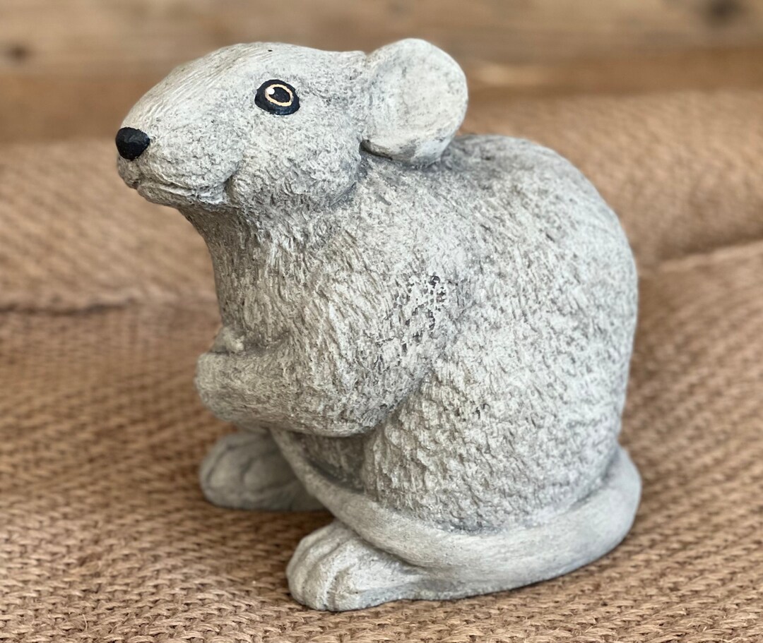Cute Realistic Mouse Figurine Concrete Handmade Mouse Statue Outdoor ...