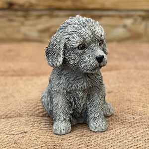 Puppy Goldendoodle Figurine Concrete Doodle Statue Pet Memorial Little ...