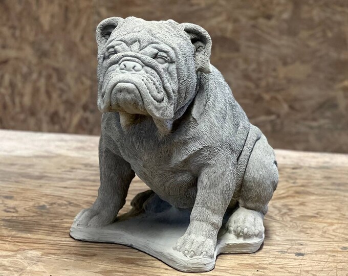 Large Sitting Bulldog Statue Concrete Massive Bulldog Figurine Pet ...