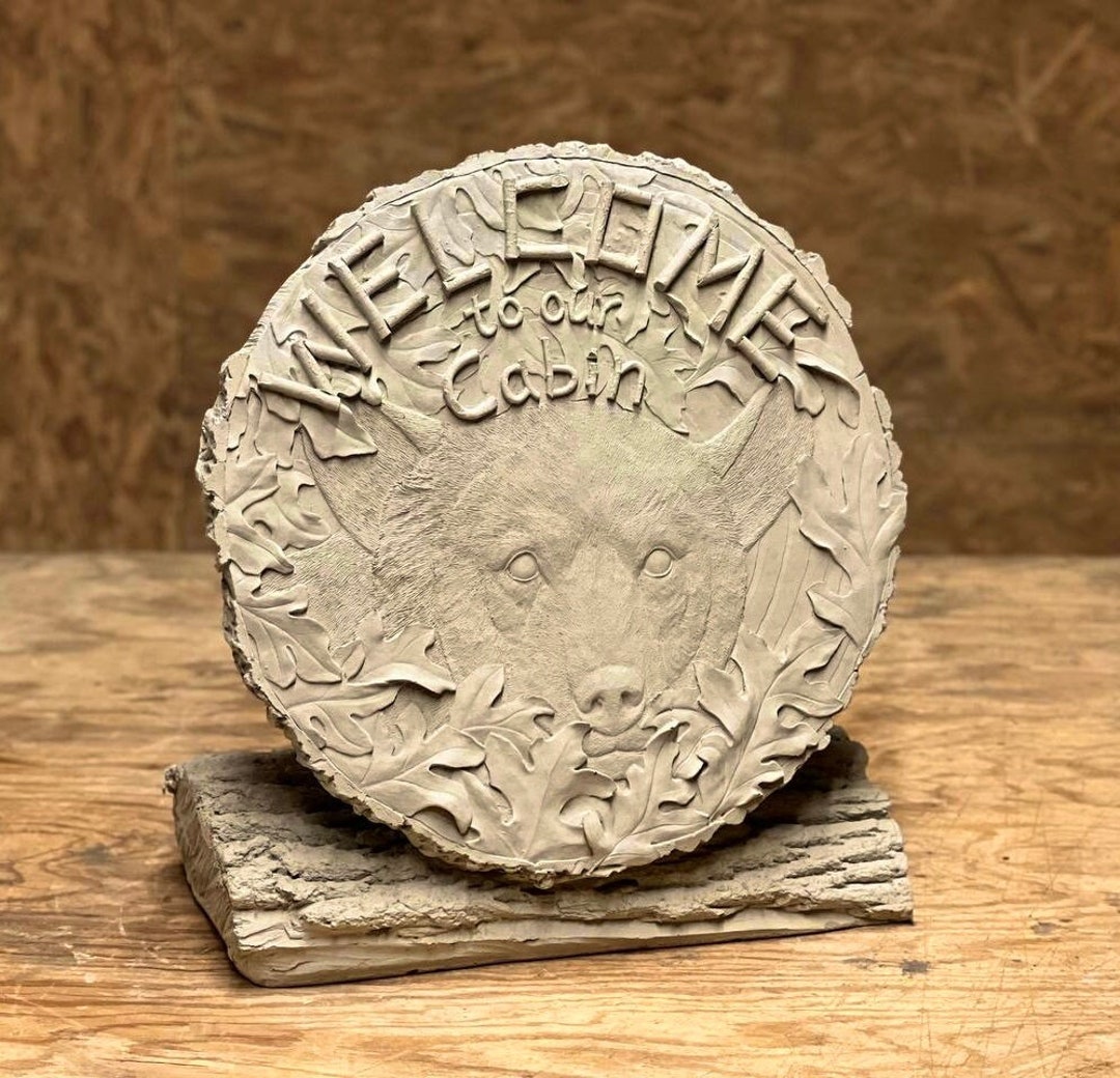 Welcome to Our Cabin Rock Concrete Welcome Plate Detailed Welcome Sign ...