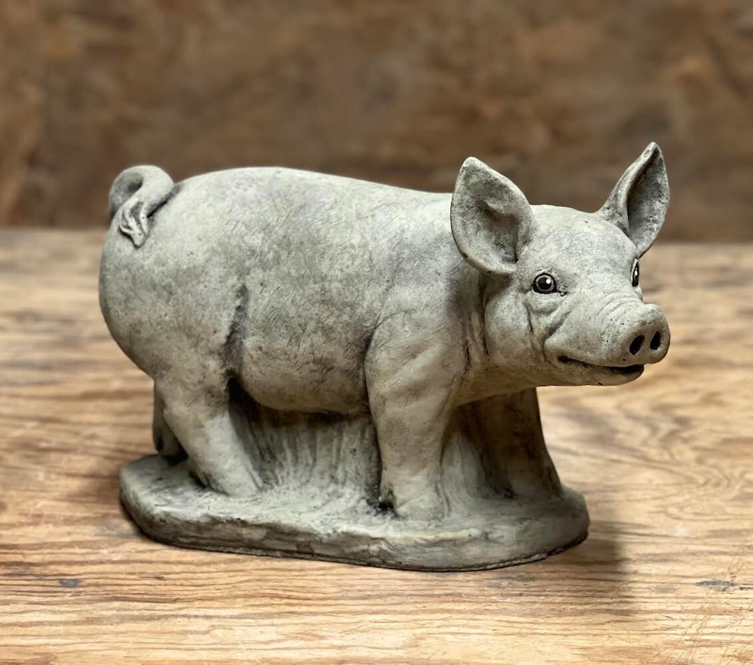 Standing Piglet Statue Concrete Pig Figure on Basement Massive Potbelly ...