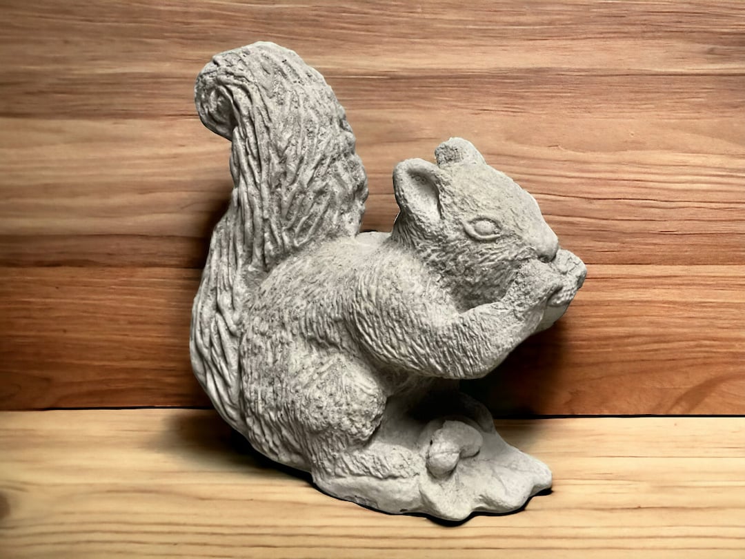Short Tail Squirrel Figure Concrete Squirrel With Nut Statue Handmade ...
