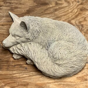 Sleeping Curled up Fox Statue Massive Wild Fox Figure Backyard Garden ...