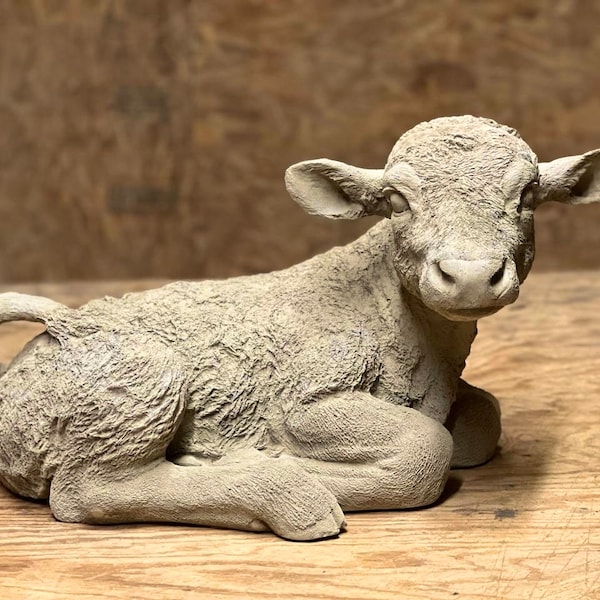 Concrete Cow Statue - Etsy