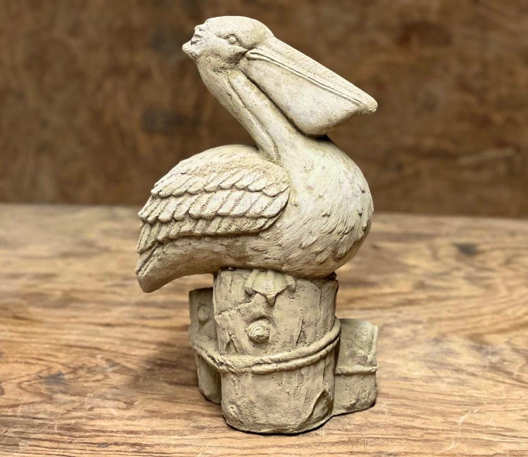 Garden Pelican Statue Detailed Pelican Figurine Concrete - Etsy