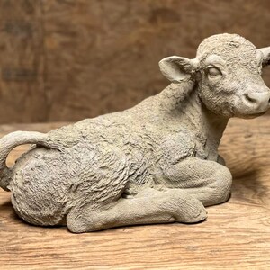 Massive Laying Cow Statue Calf Concrete Figurine Outdoor Decoration for ...