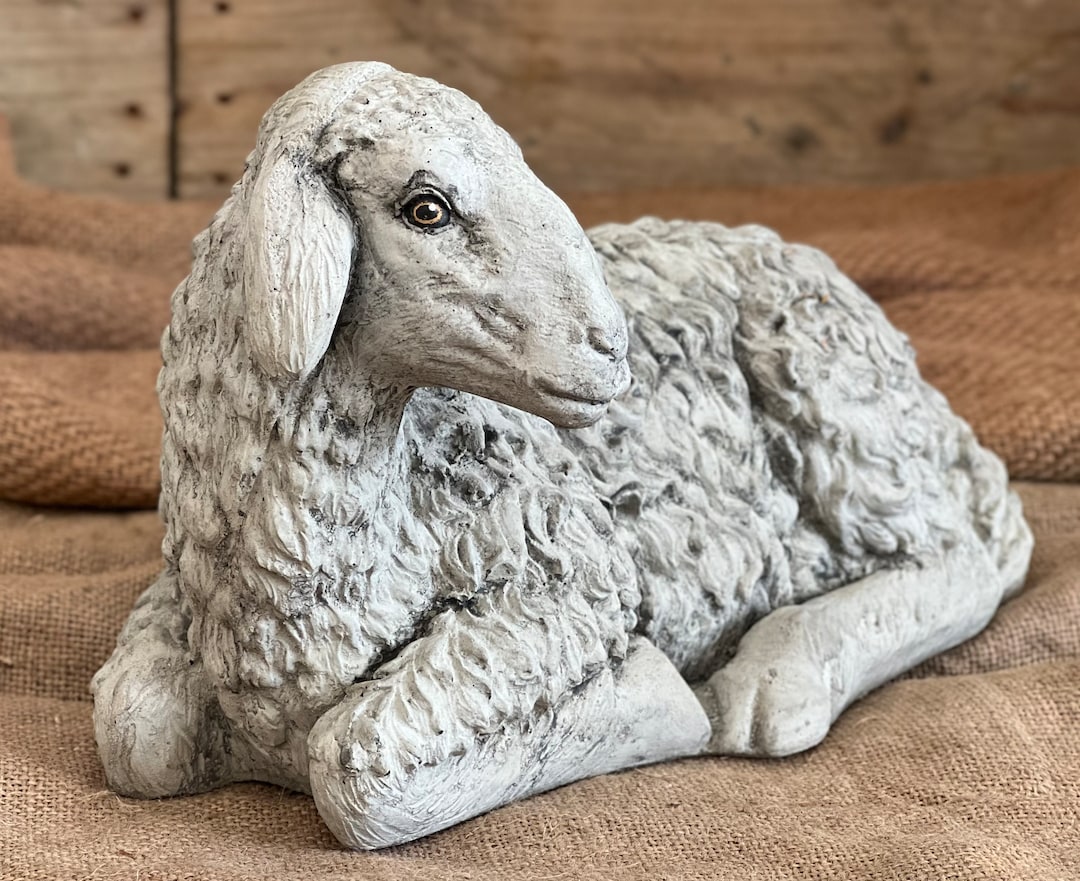 Laying Real Size Sheep Realistic Lamb Yard Statue Stone Religious ...