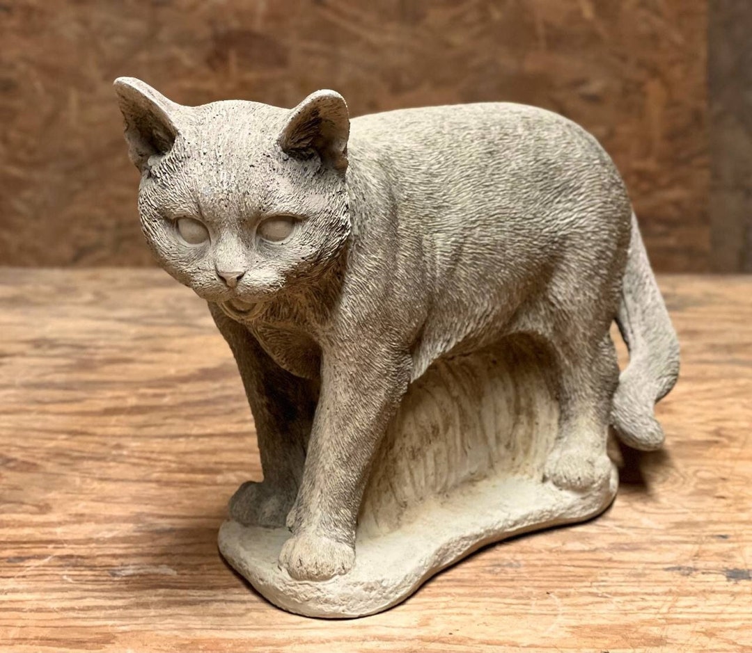 Massive Cat Statue Concrete Large Cat Figurine Standing Kitty Figure ...