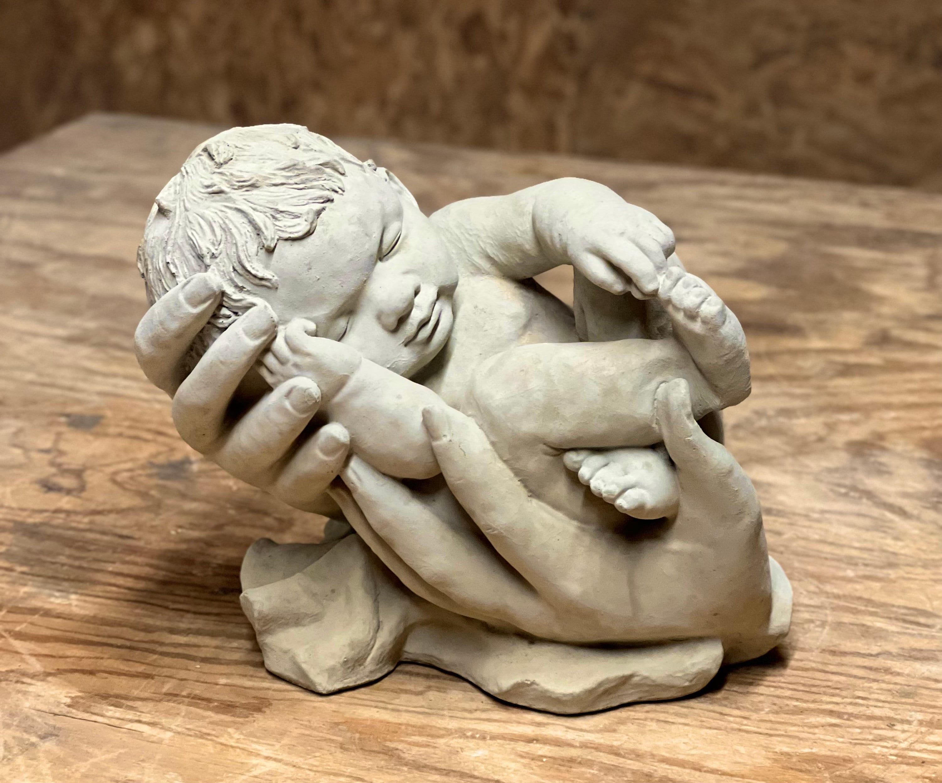 Newborn in Hands Sculpture Baby Sleeping in Hands Figurine - Etsy