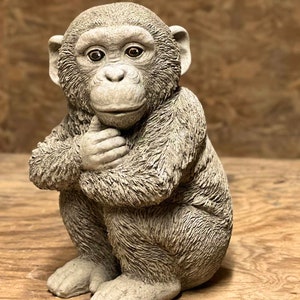 Concrete Sitting Chimpanzee Statue Cute Resting Monkey Figure Wild ...