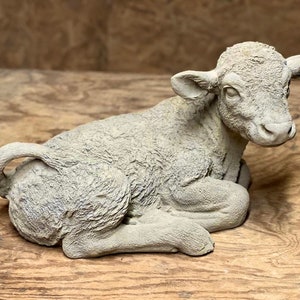 Massive Laying Cow Statue Calf Concrete Figurine Outdoor Decoration for ...