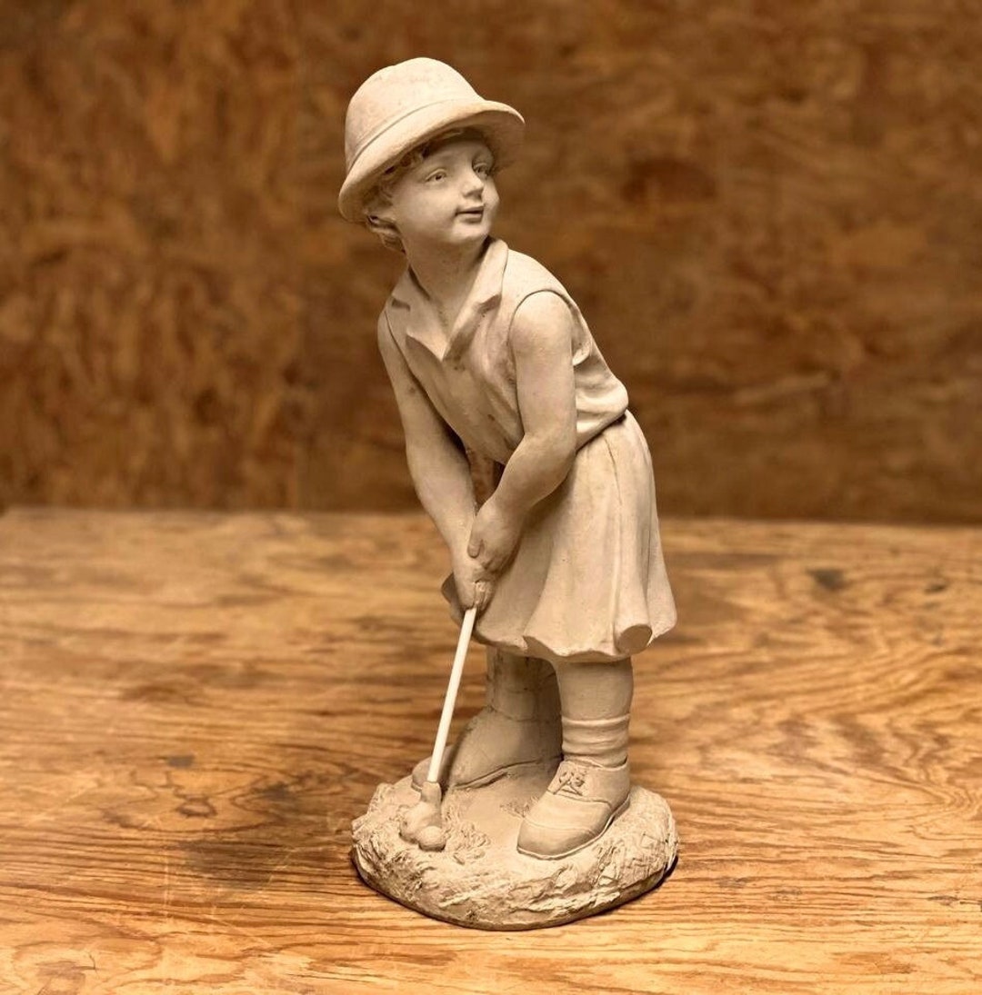 Girl Playing Golf Figurine Golfer Concrete Statue Game Sculpture - Etsy