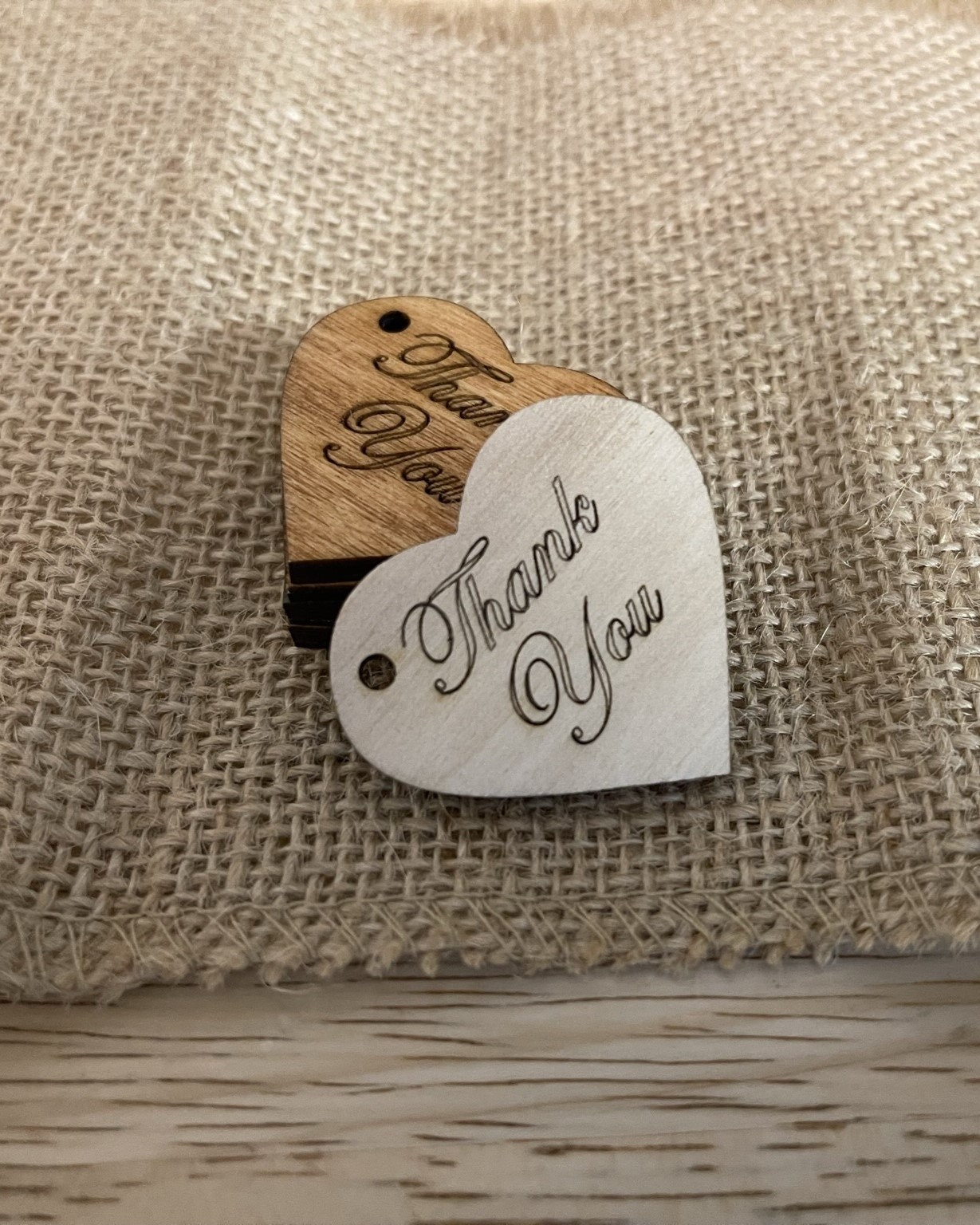 50 Pcs. Rustic Wood Thank You Tags Heart Thank You Tags Rustic Wedding ...