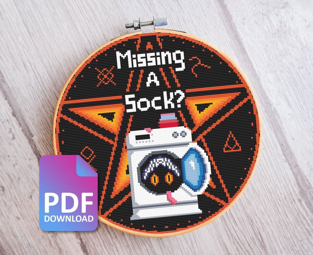 Cross Stitch Pattern Digital PDF Download Missing a Sock - Etsy