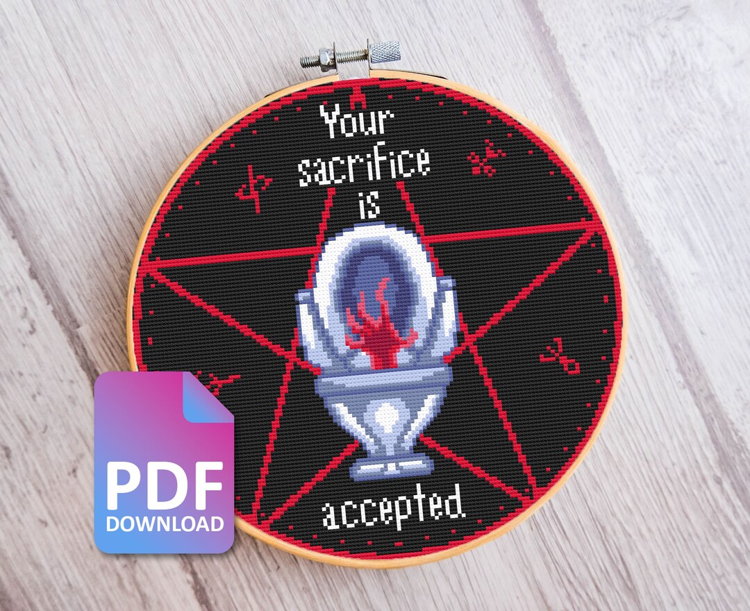 Cross Stitch Pattern Digital PDF Download Bathroom Sacrifice Bathroom ...