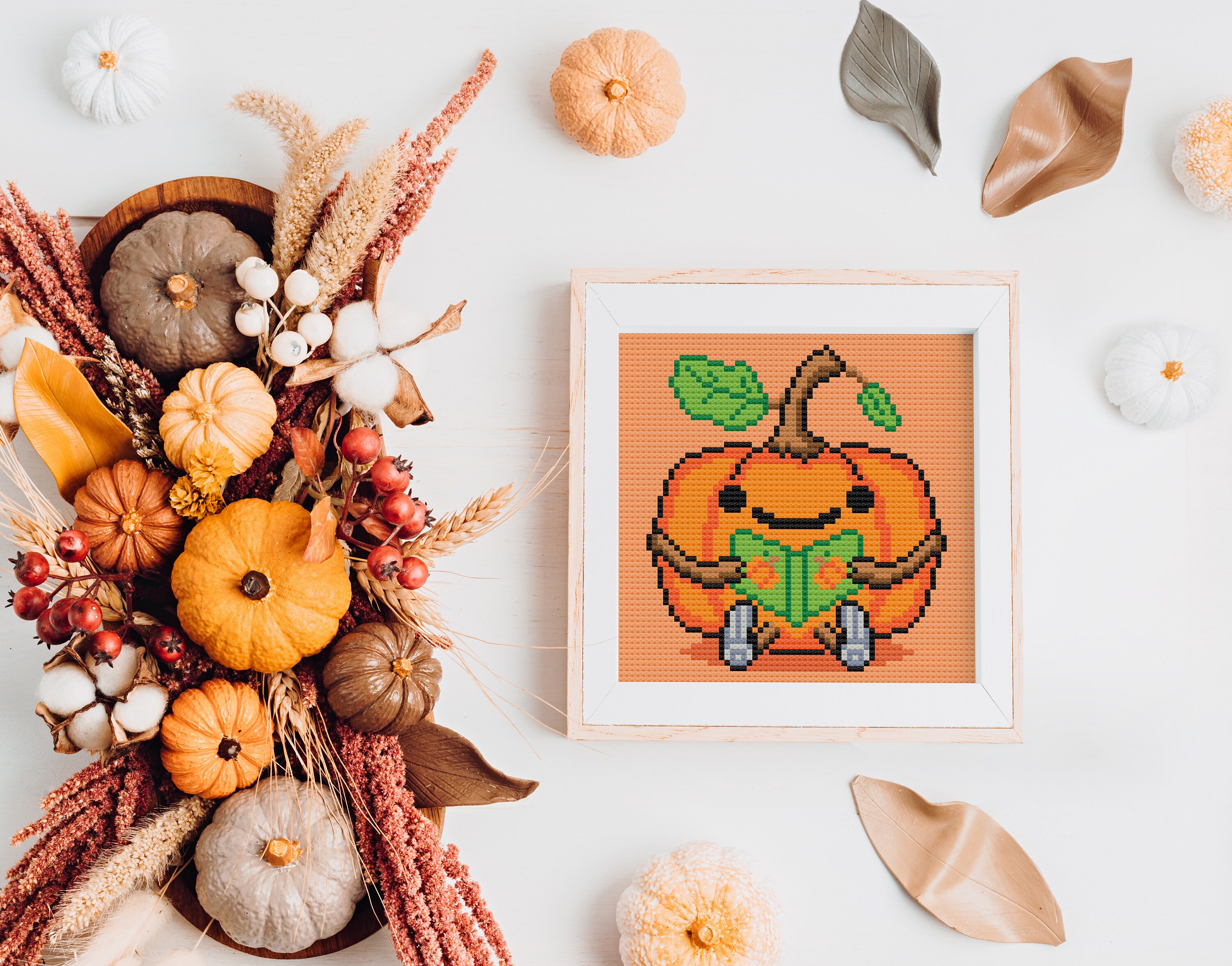 Cross Stitch Pattern Digital Download Baby Boo Pumpkin Decoration Cute ...