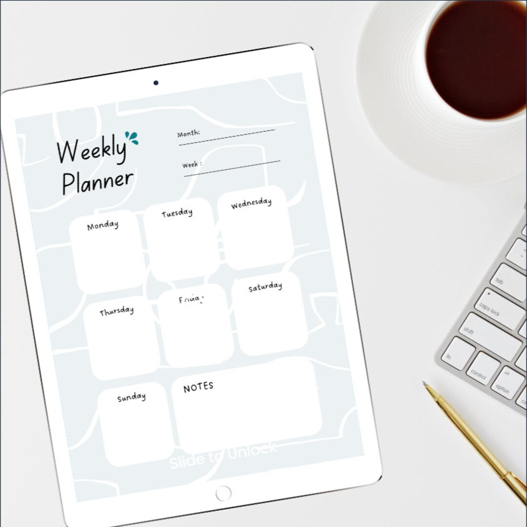 Digital Planner, Weekly Planner, Instant Download, Minimal Productivity ...