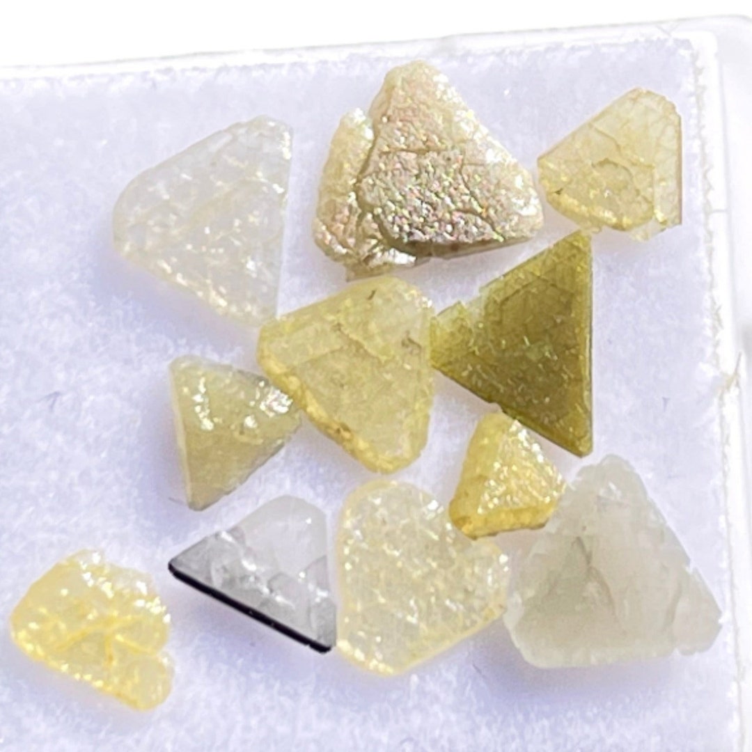 Natural Diamond Crystals Parcel 11 Piece Lot See Trigons Rough Uncut ...