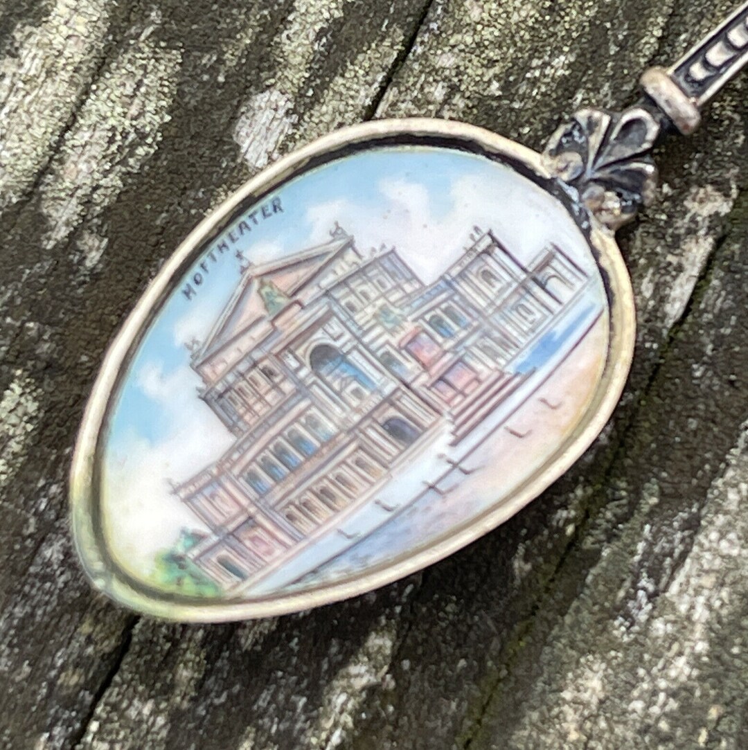 Vintage SOUVENIR 800 Silver & Enamel Crest Spoon Dresden Germany Enamel ...