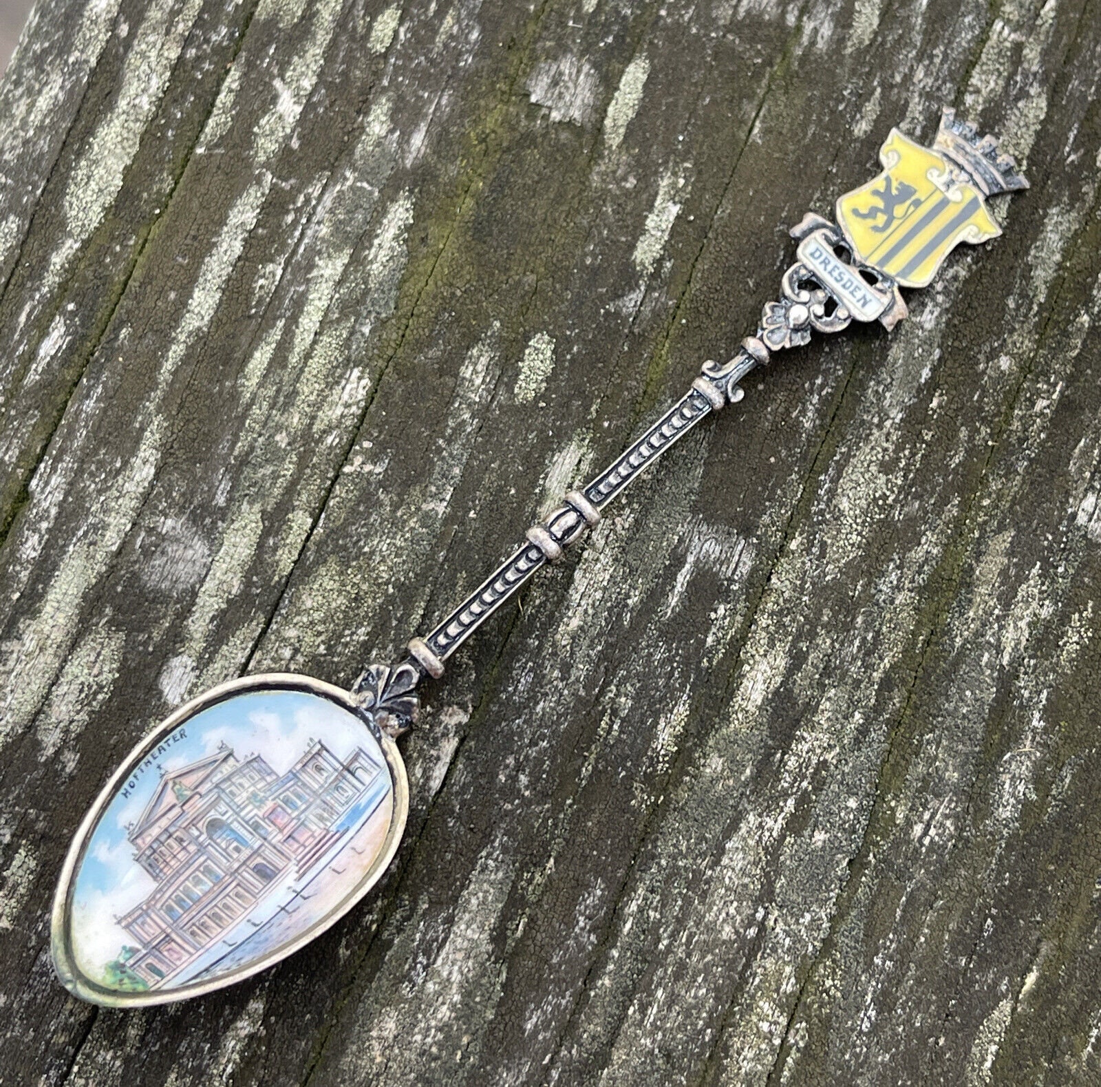 Vintage SOUVENIR 800 Silver & Enamel Crest Spoon Dresden Germany Enamel - Etsy