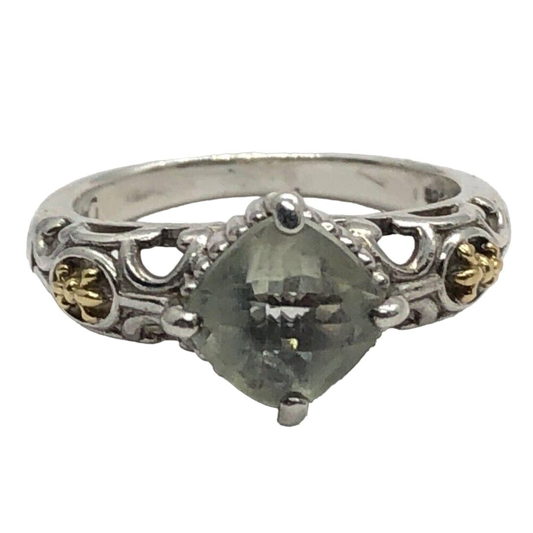 Vintage Designer 18k Yellow Gold & Sterling Silver Ring Size 6 Lemon ...