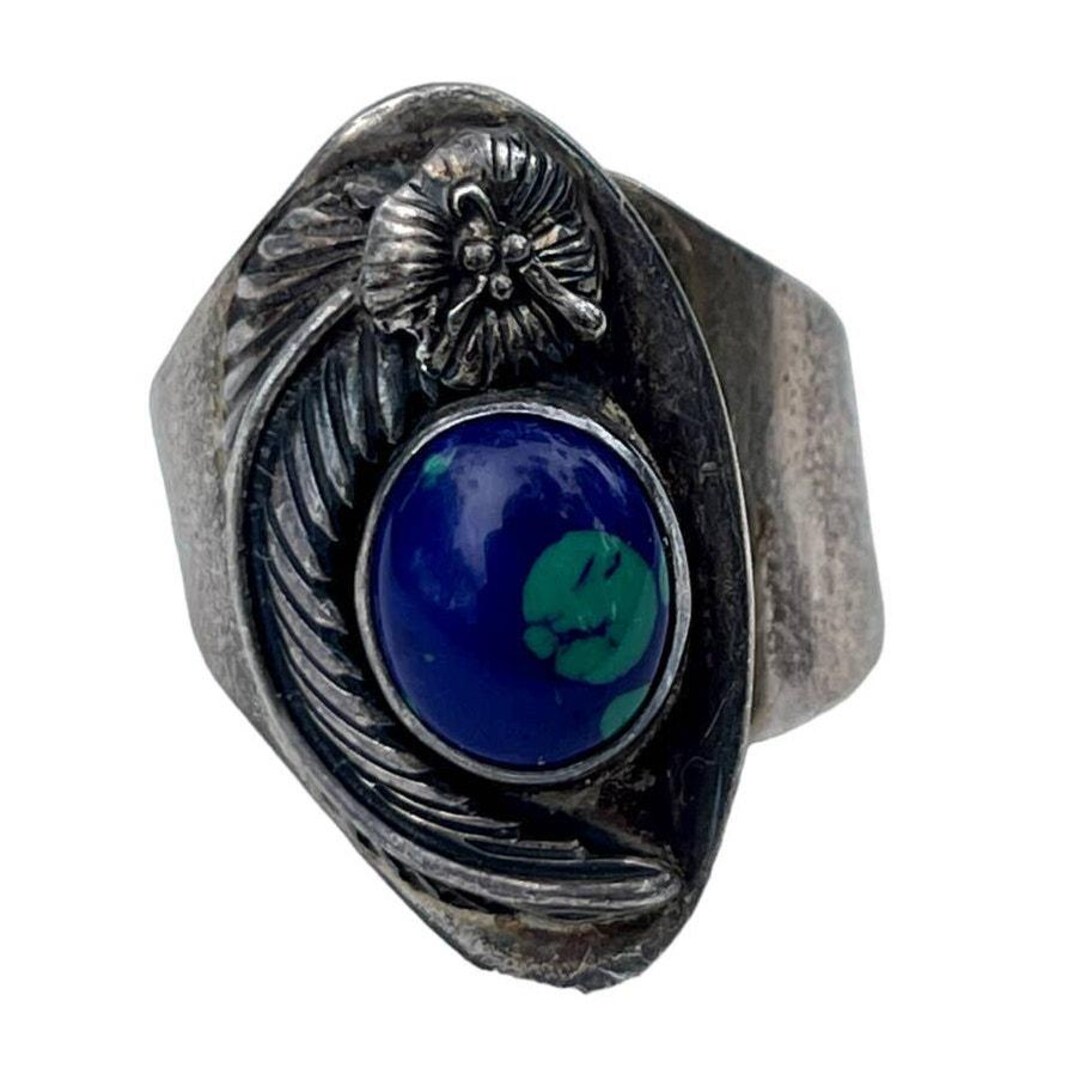 Vintage Native American SJ Signed Azurite Ring Sterling Silver 925 Size ...