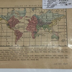 1857 Antique Map World Rivers Moorse - Etsy