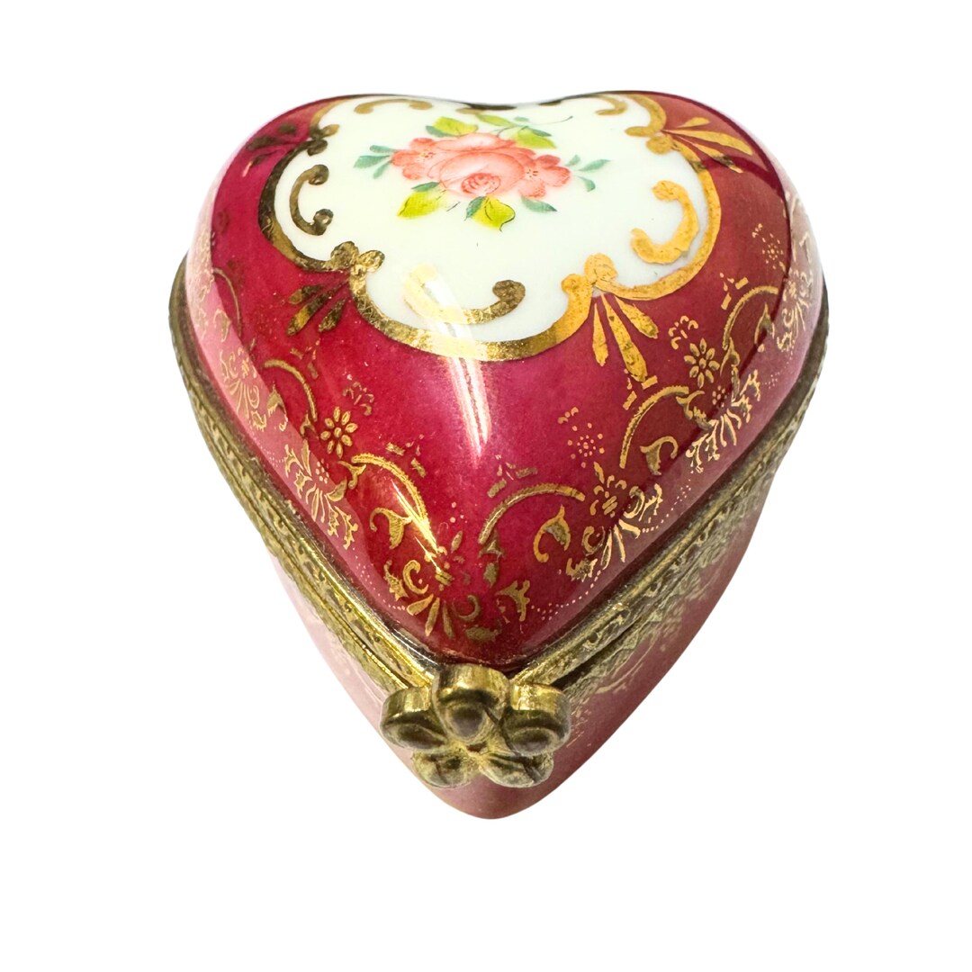 Vintage Ceramic Stash Trinket Box Heart - Etsy
