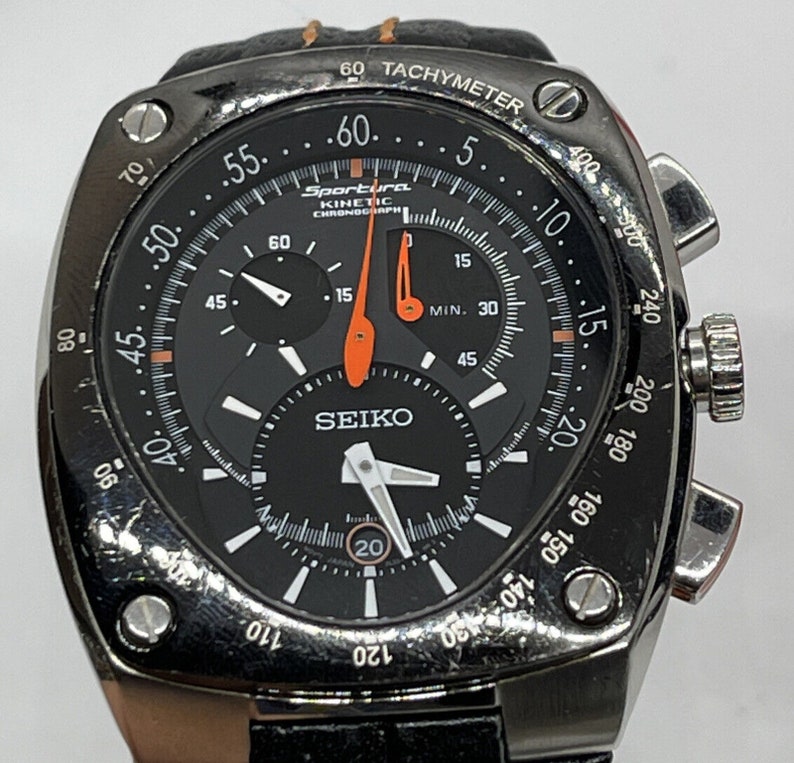 Seiko Sportura Kinetic Chronograph SNL021 Alien 7L22-0AD0 Watch Rare ...