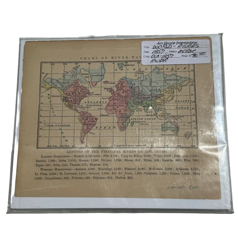 1857 Antique Map World Rivers Moorse - Etsy