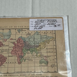 1857 Antique Map World Rivers Moorse - Etsy