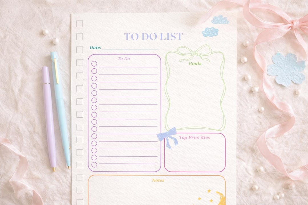 Pastel to Do List Printable | Daily Planner, Goal Tracker (digital ...