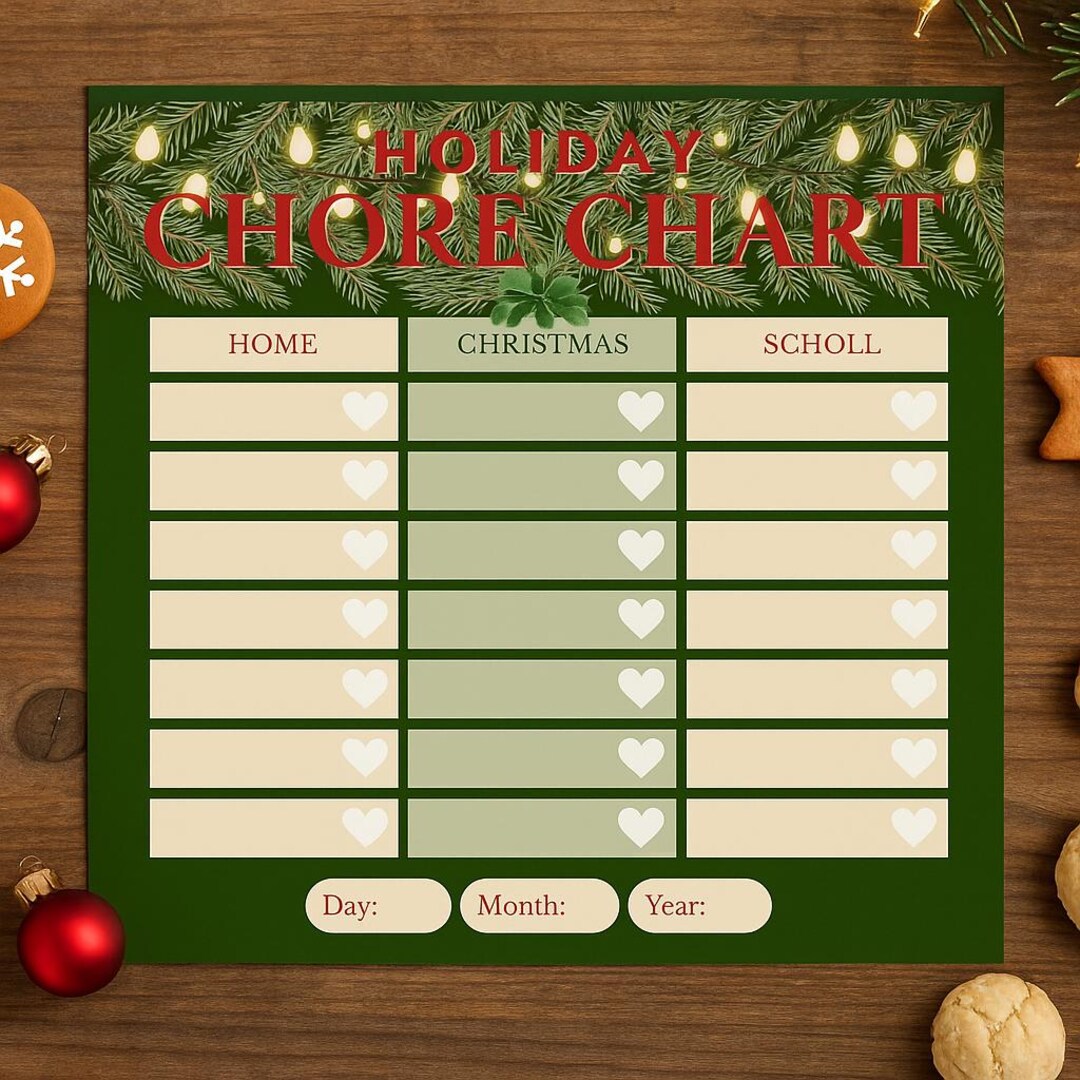 Christmas Chore Chart for Kids | Printable Holiday Reward Chart ...